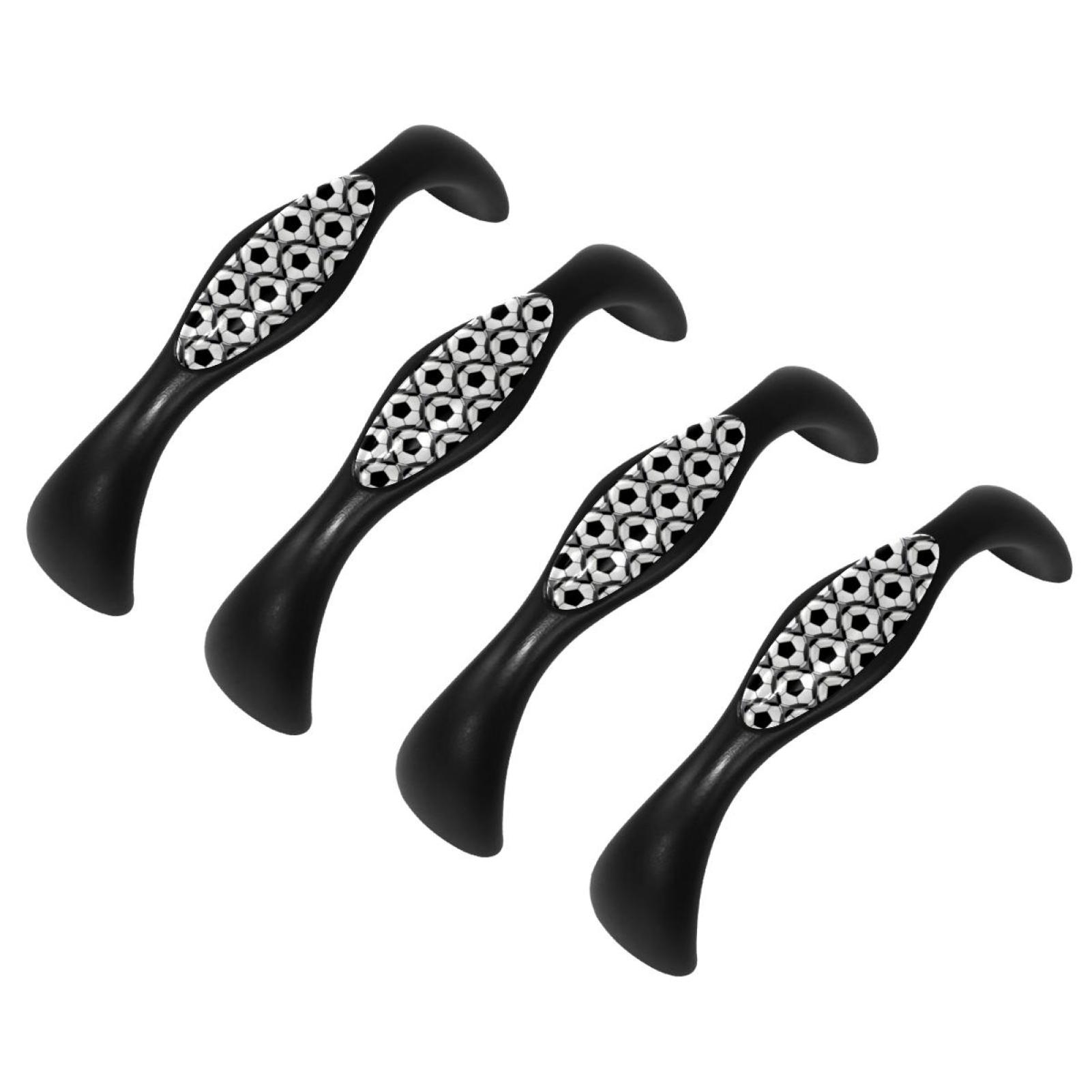 4PCS Soccer Football Balls Arched Drawer Pulls Crystal Glass White ...