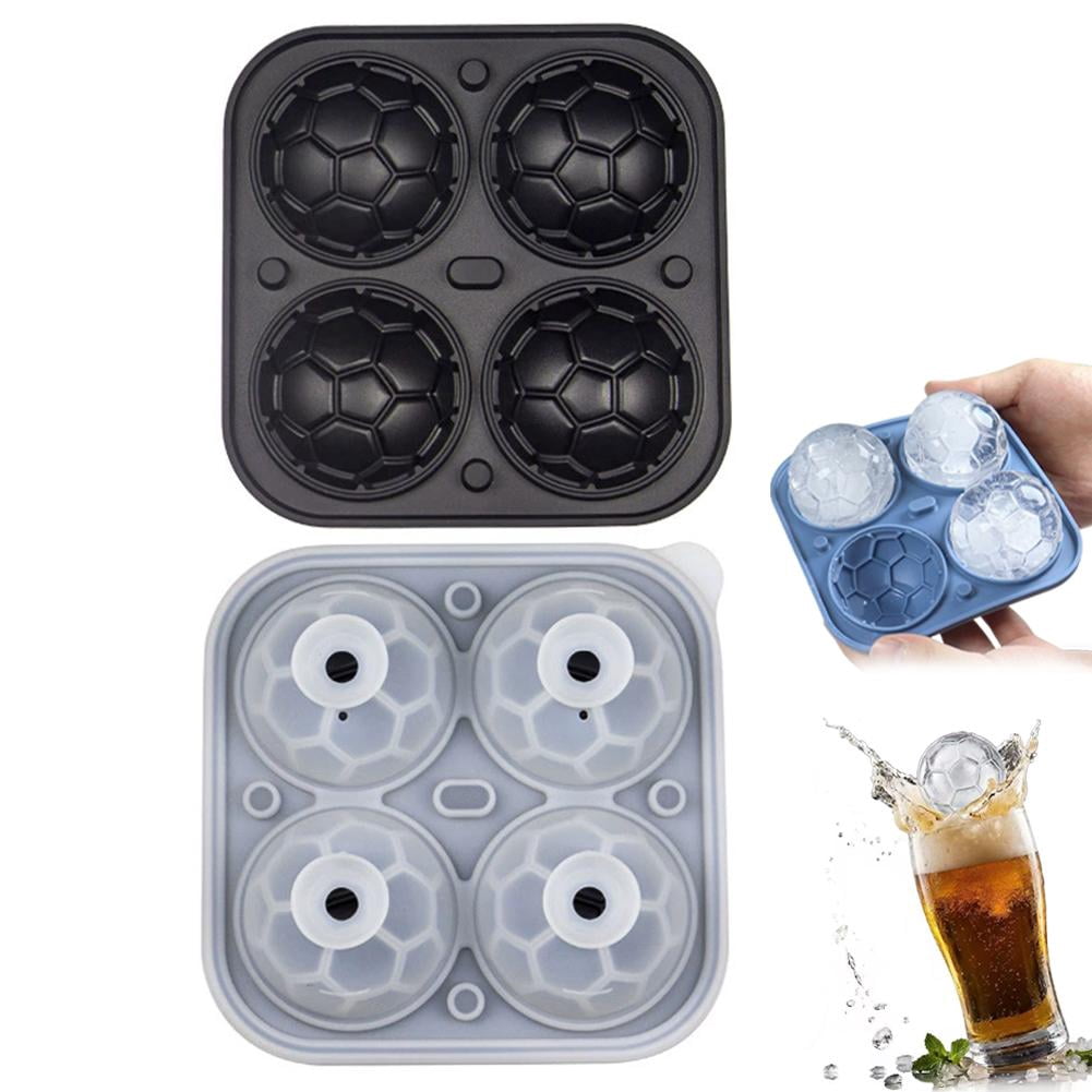 4PCS Soccer Ice Molds Cubes, Football Shapes Ice Trays Cubes, Silicone ...