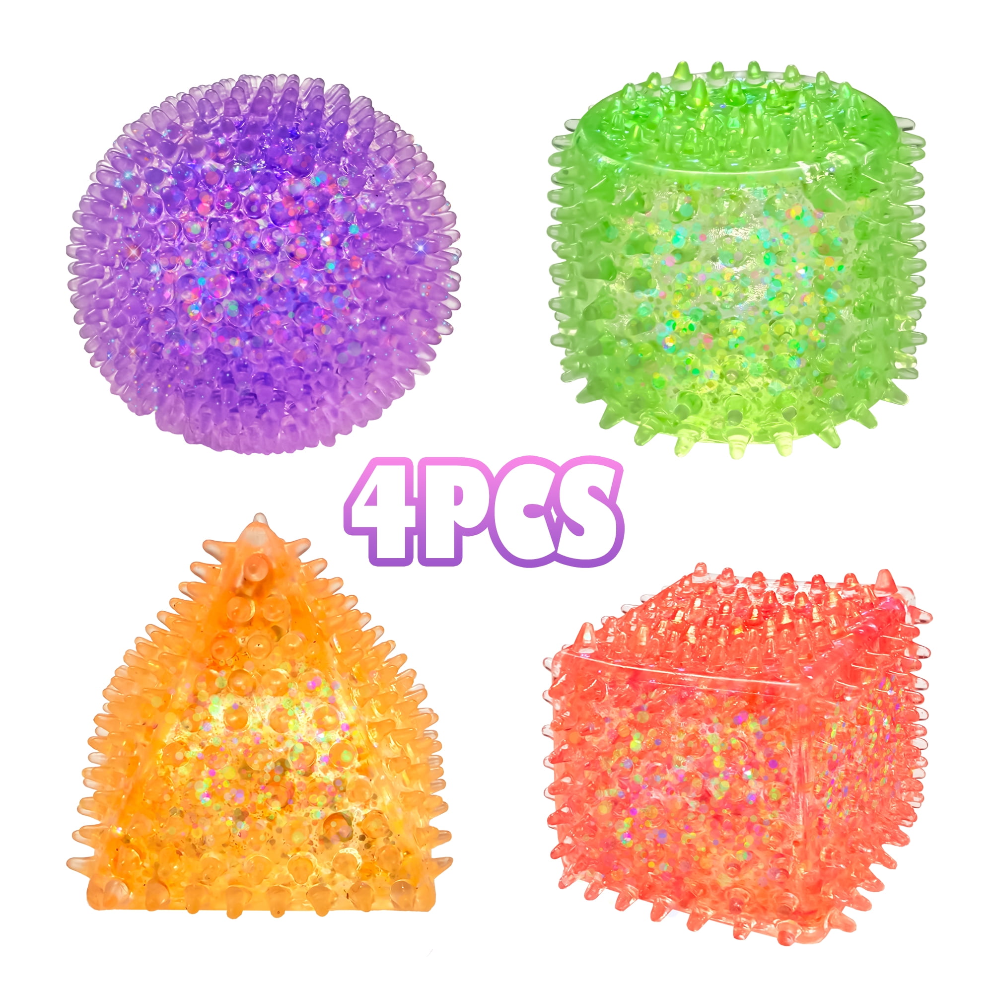 4PCS Soft Spiky Geometric Squeeze Toy for Kids Adults, Slow Rebound ...