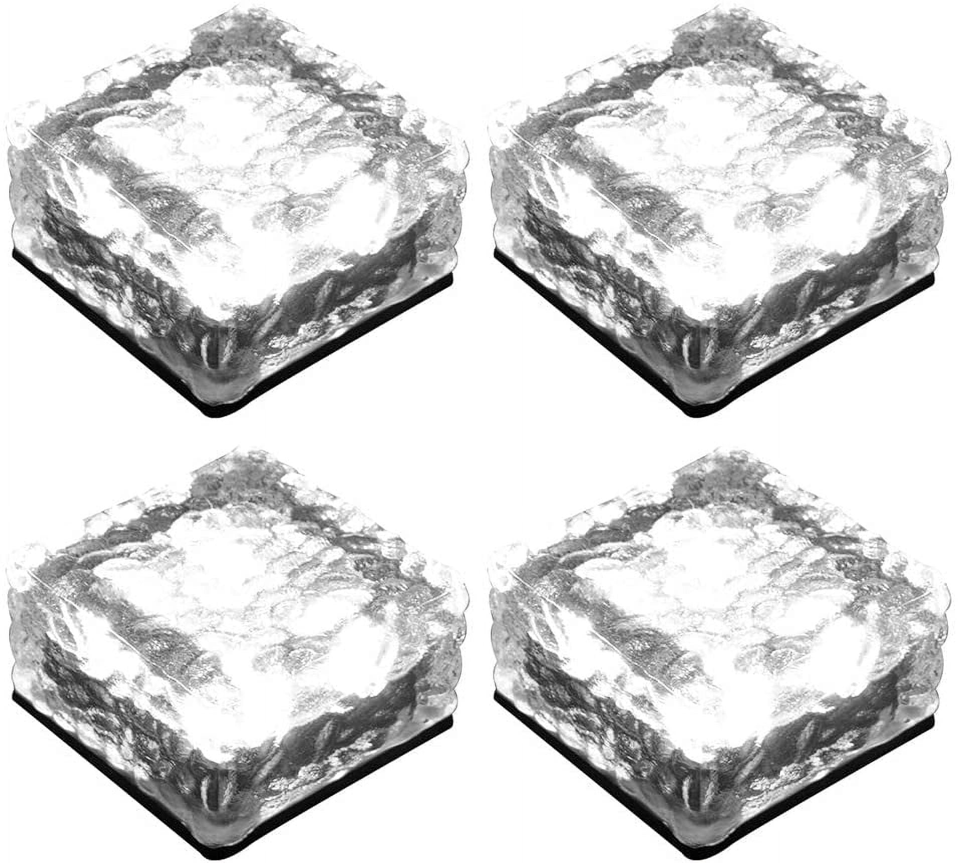 4PCS Solar Brick Light, Frosted Glass Ice Cube Solar Path Light 4 LED ...