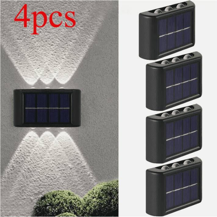 4PCS Solar Fence Lights Outdoor - LED Dusk to Dawn Wall Lights, Cold ...