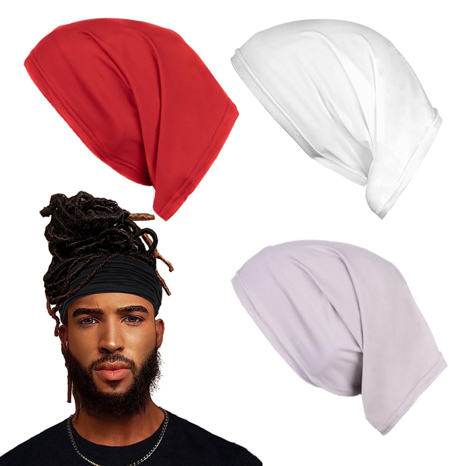 4PCS Spandex Dreadlock Cap, Tube Unisex Bands Elastic Long Hair Dreads ...