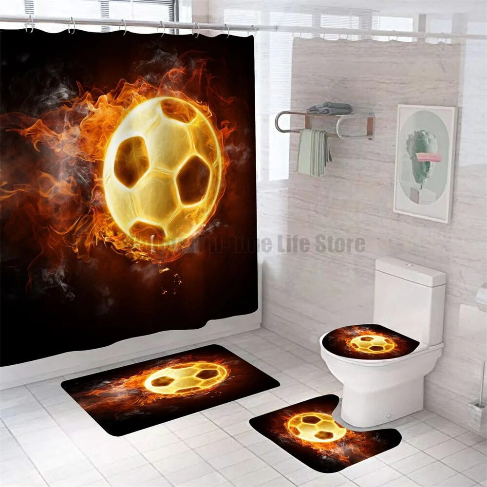 4PCS Sports Shower Curtain Set American Football Stadium Arena 50 Yard ...