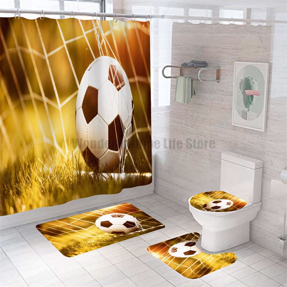 4PCS Sports Shower Curtain Set American Football Stadium Arena 50 Yard ...