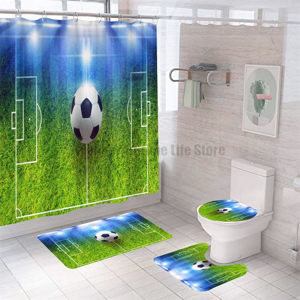 4PCS Sports Shower Curtain Set American Football Stadium Arena 50 Yard ...