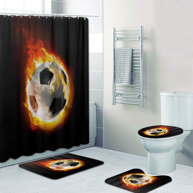 4PCS Sports Shower Curtain Set American Football Stadium Arena 50 Yard ...