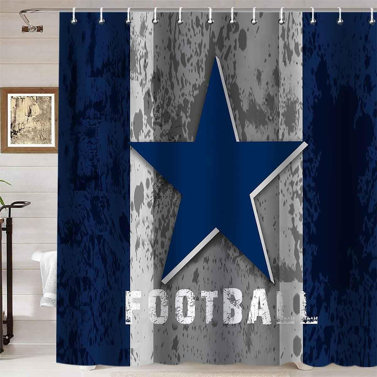 4PCS Sports Shower Curtain Set, Vintage American Football Texas Star ...