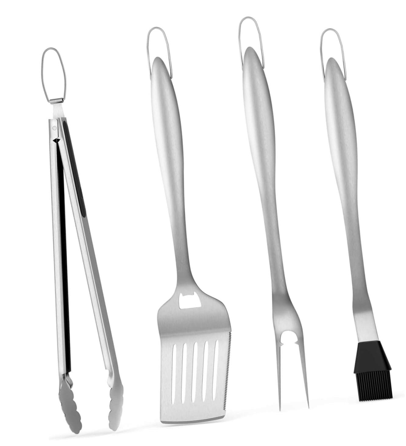 4PCS Stainless Steel Grill Utensils Heavy Duty Grill Tools Set ...