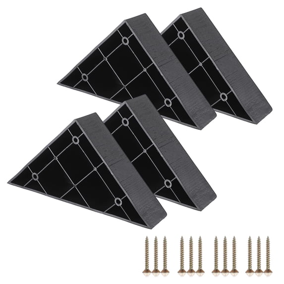 4PCS Standard Black Plastic Triangle Furniture Legs Heavy Duty Corner ...