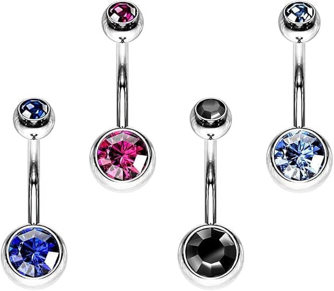 4PCS Surgical Steel Assorted Colors External Threaded 14G Curved ...