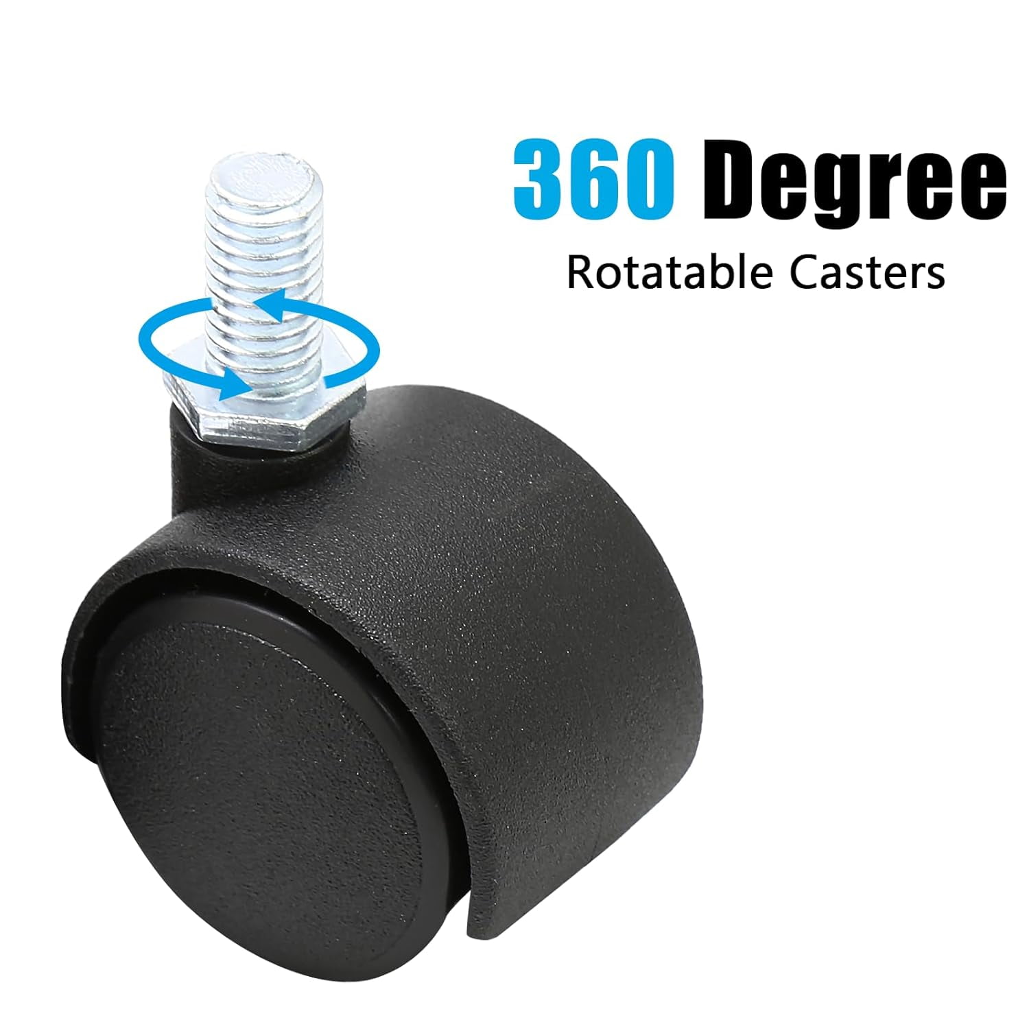 4PCS Swivel Caster Wheels, M8 Threaded Stem Caster Wheels, Black Nylon ...