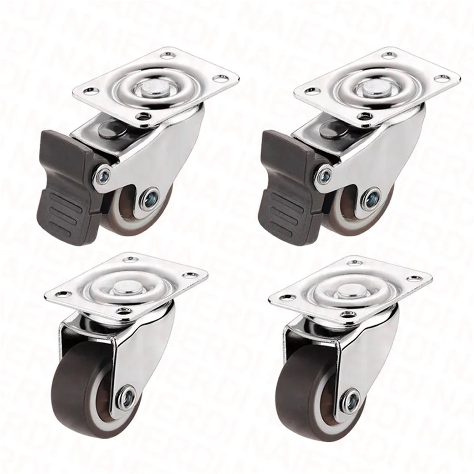 4PCS TPR Soft Rubber Swivel Casters Wheels Heavy Duty Roller Trolley ...