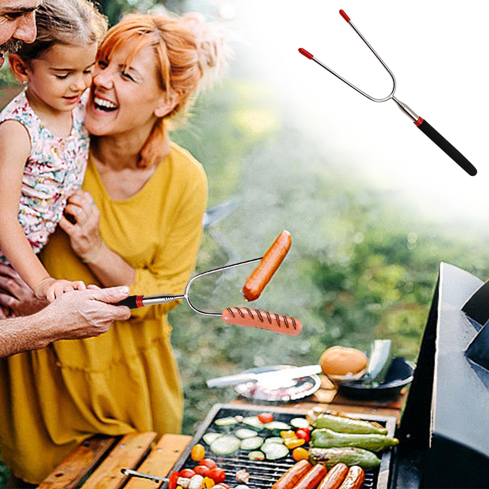 4PCS Telescoping Barbecue Fork Marshmallow Hot Dogs Grill Tools ...