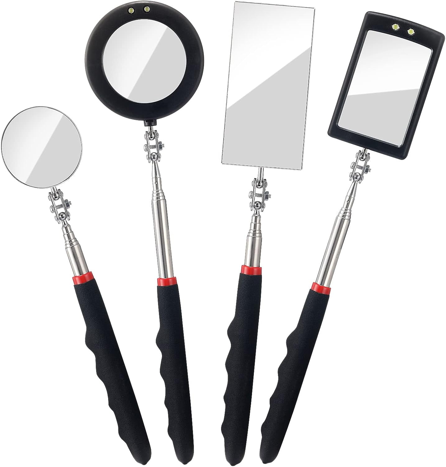 4PCS Telescoping Inspection Mirror LED Lighted Inspection Mirror for ...