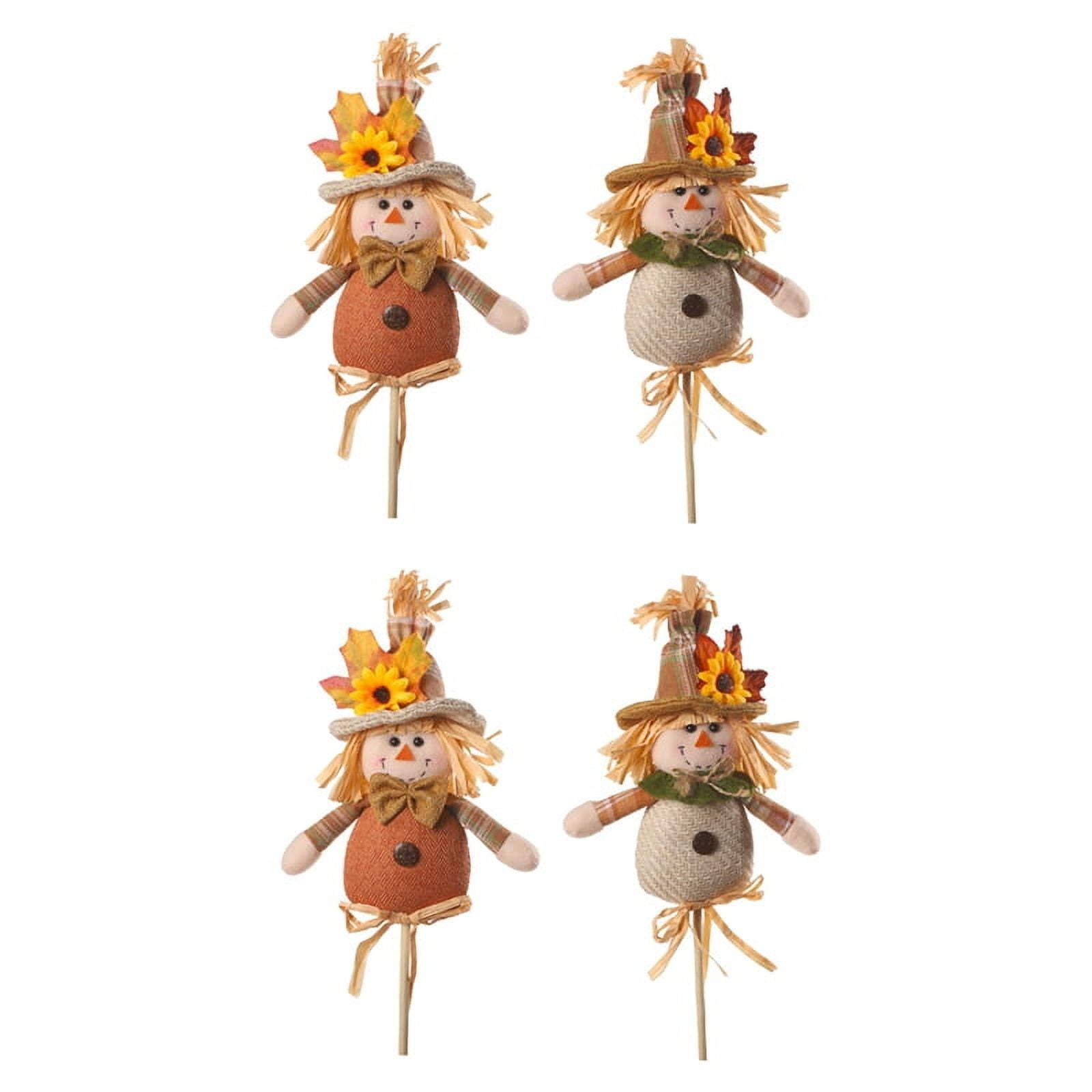4PCS Thanksgiving Decorations Harvest Season Scarecrows Stick Doll ...