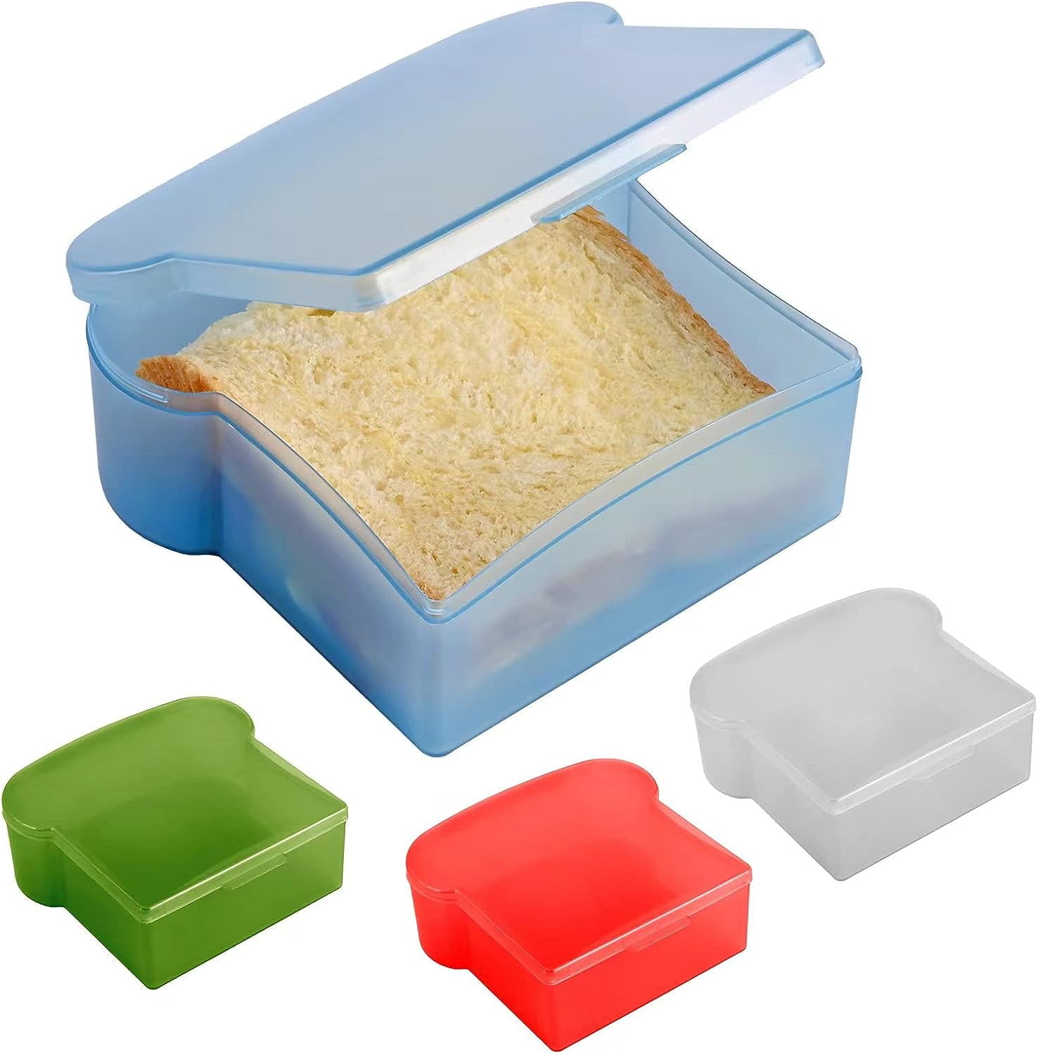 4PCS Toast Shape Sandwich Box, Food Grade PP Made, Allow Microwave ...