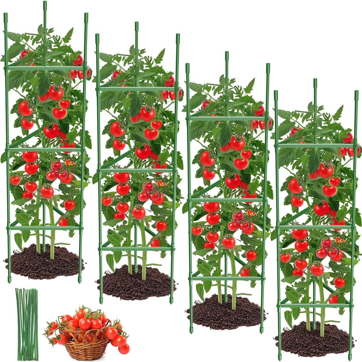 4PCS Tomato Cages for Garden, Tomato Trellis for Raised Garden Bed, 51. ...
