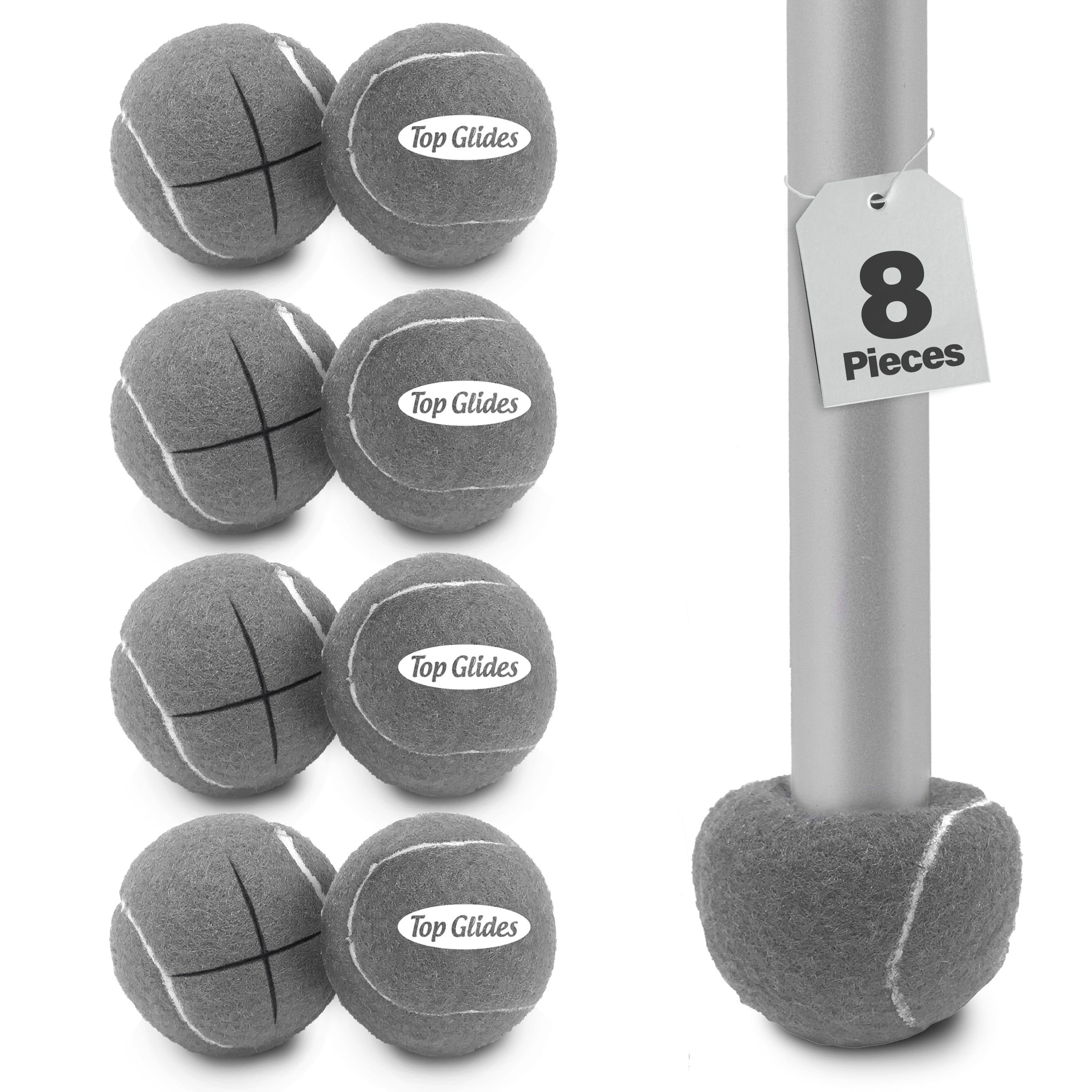 8PCS Top Glides Pre-cut Walker Tennis Ball Glides - 4 Pairs (Gray ...