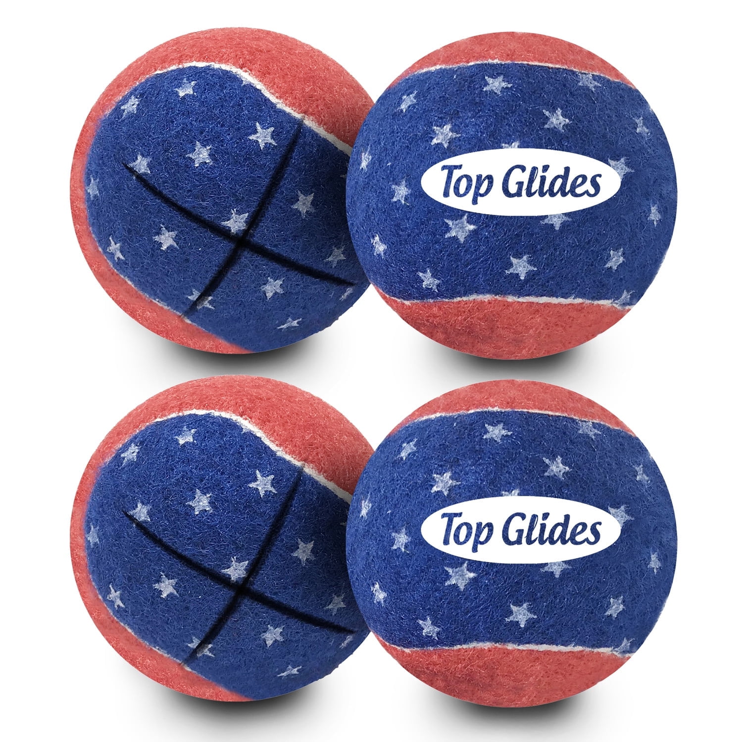 4PCS Top Glides Pre-cut Walker Tennis Ball Glides - 2 Pairs (Patriotic ...