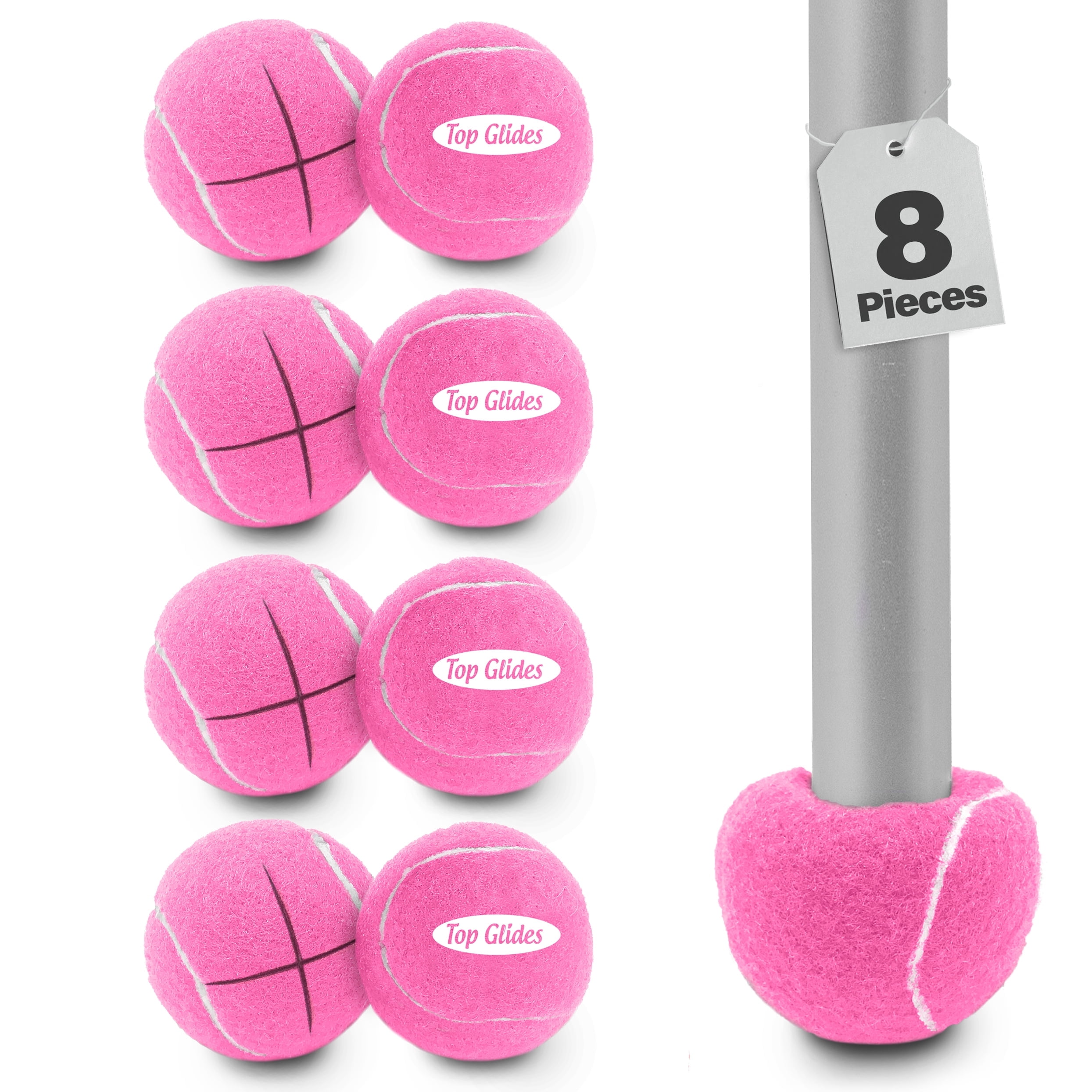 8PCS Top Glides Pre-cut Walker Tennis Ball Glides - 4 Pairs (Pink ...
