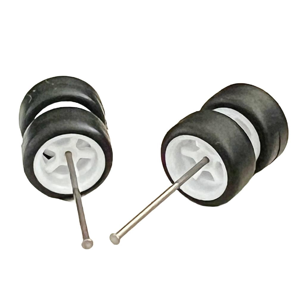 4PCS Toy Car Wheels Rubber Tire Wheels with Metal Shaft 1:64 Model Car ...