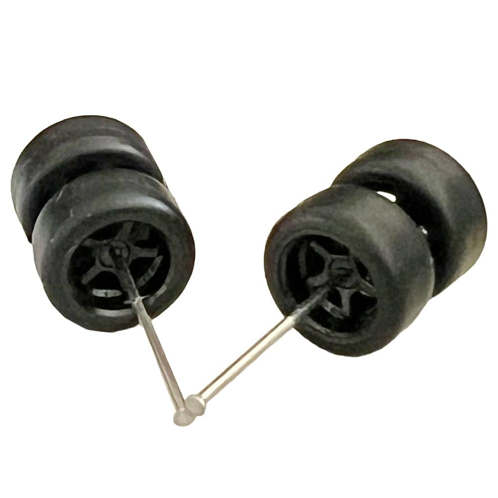 4PCS Toy Car Wheels Rubber Tire Wheels with Metal Shaft 1:64 Model Cars ...