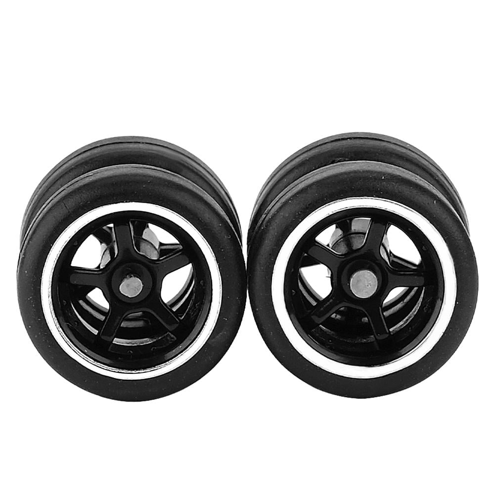 4PCS Toy Car Wheels Rubber Tire Wheels with Metal Shaft 1:64 Model Cars ...