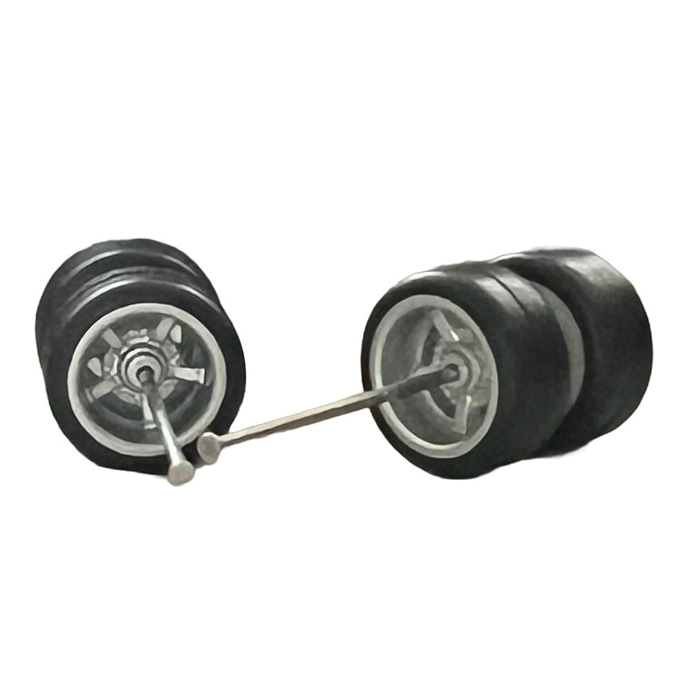 4PCS Toy Car Wheels Rubber Tire Wheels with Metal Shaft 1:64 Model Cars ...