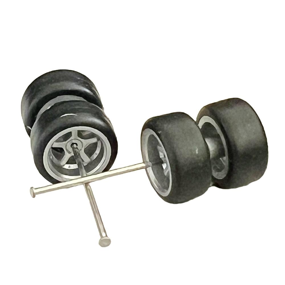 4PCS Toy Car Wheels Rubber Tire Wheels with Metal Shaft 1:64 Model Cars ...