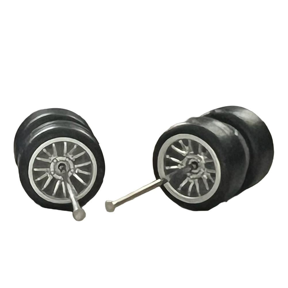 4PCS Toy Car Wheels Rubber Tire Wheels with Metal Shaft 1:64 Model Cars ...