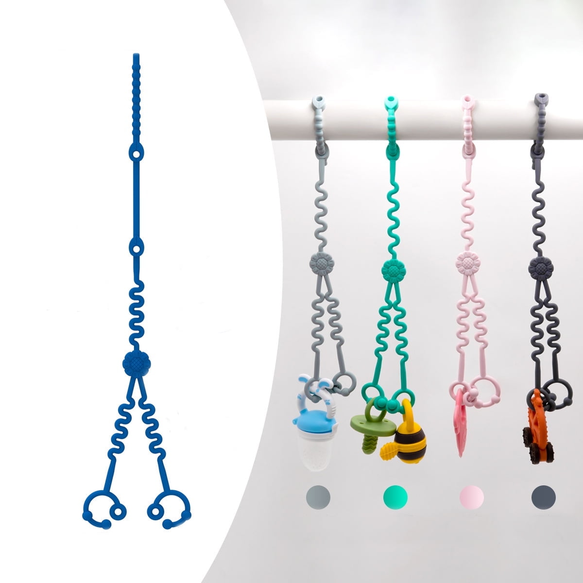 4PCS Toy Straps for Baby, Silicone Setpacifier Clip,Applies to Car Seat ...