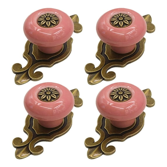 4PCS Traditional Earthenware Drawer Pulls With Metal Mixture Base ...