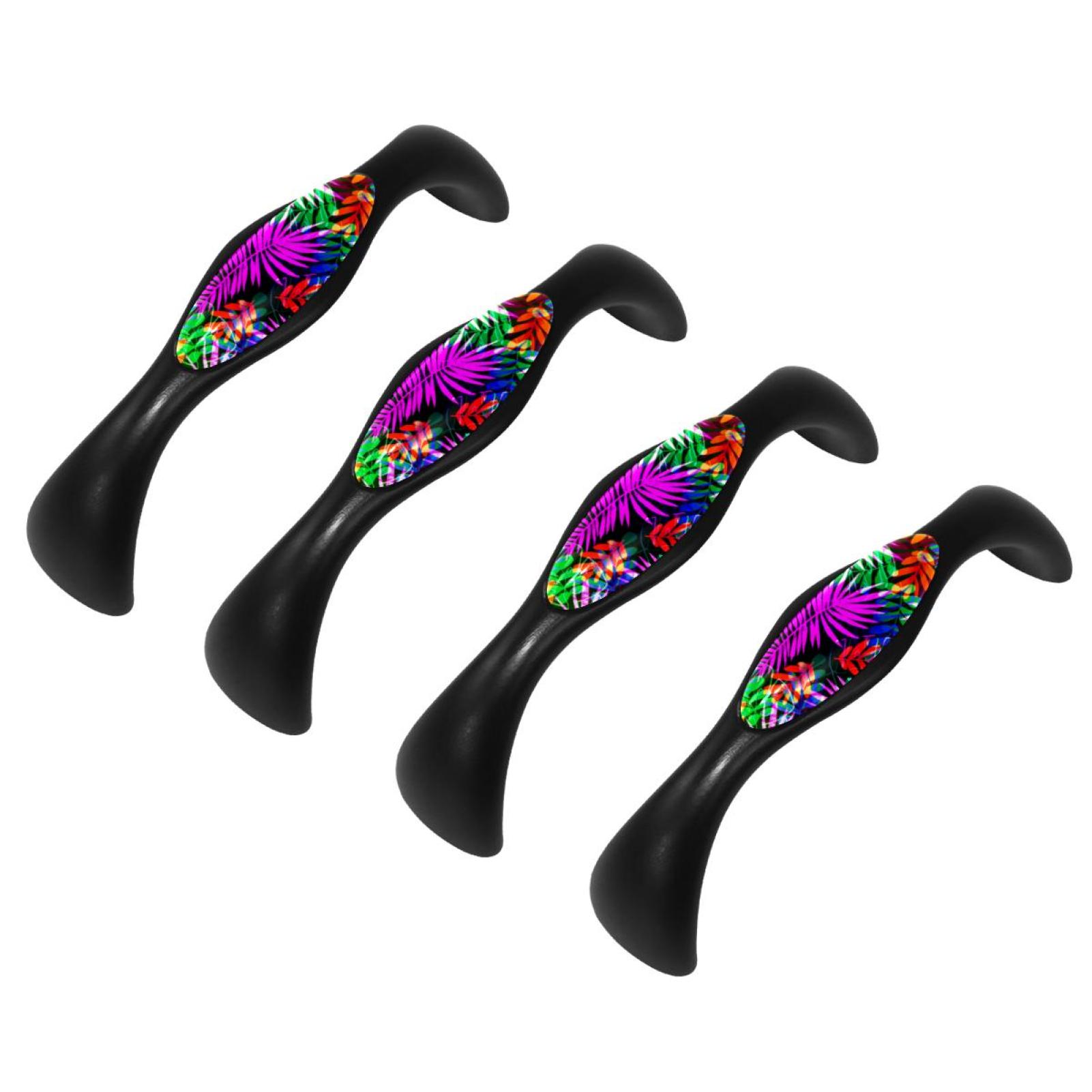4PCS Tropical Purple Leaf Arched Drawer Pulls Crystal Glass White Knobs ...