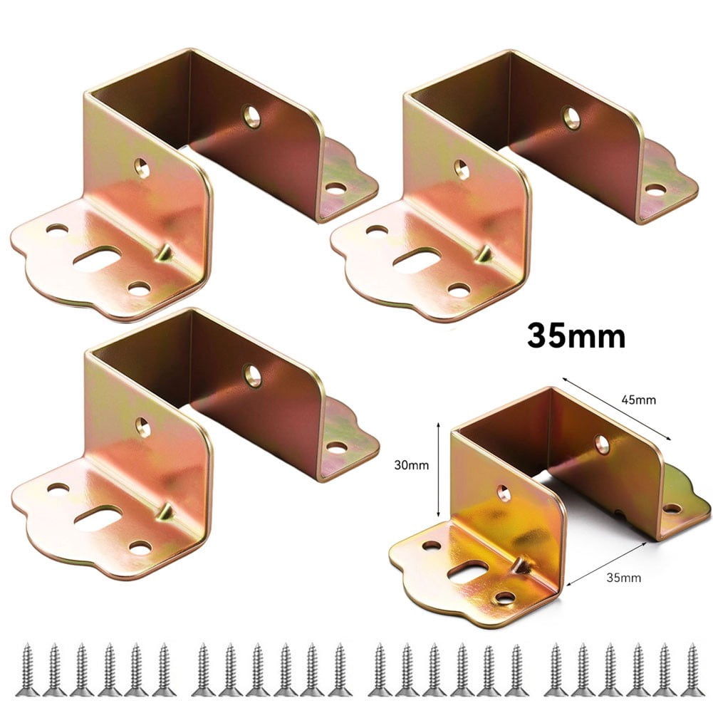 4PCS U-Shaped Bed Rail Brackets Heavy Duty Cold-Rolled Steel Support ...