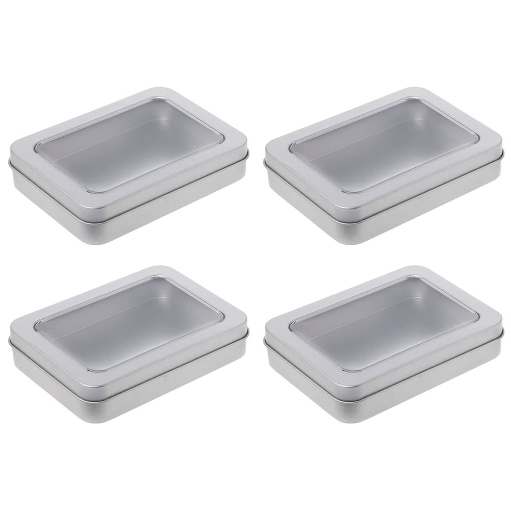 4PCS USB Flash Drive Storage Transparent Boxes Tinplate Storage Case ...