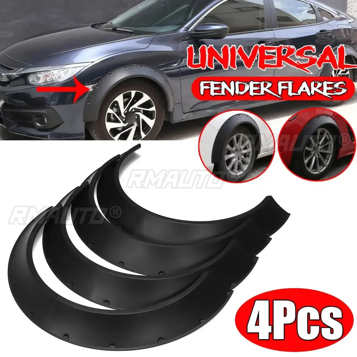 4PCS Universal Car Wide For Fender Flares Wheel Arches Extension Mud ...