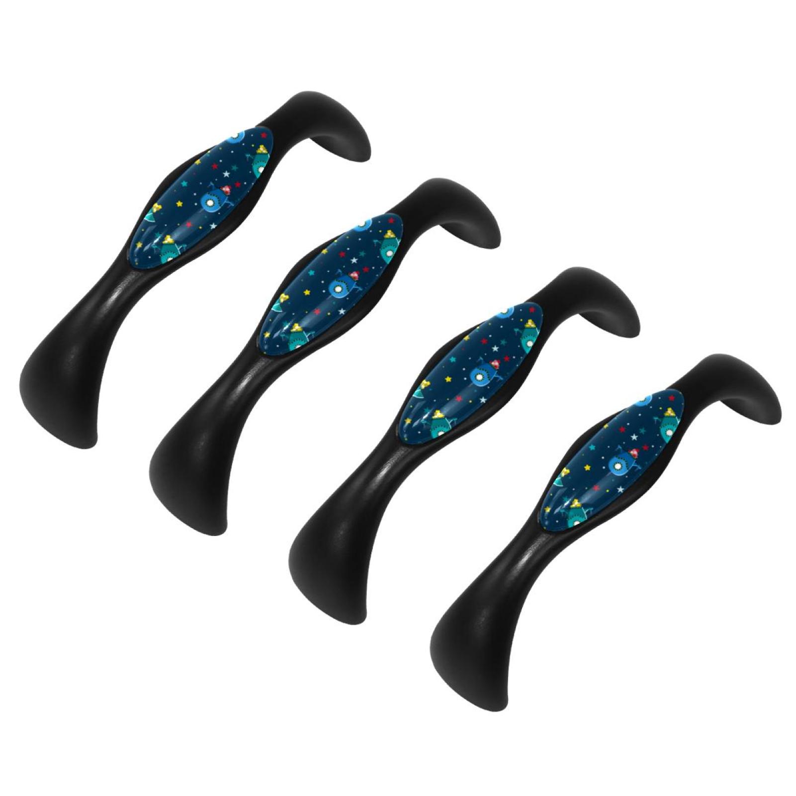 4PCS Universe Spaceship Arched Drawer Pulls Crystal Glass White Knobs ...