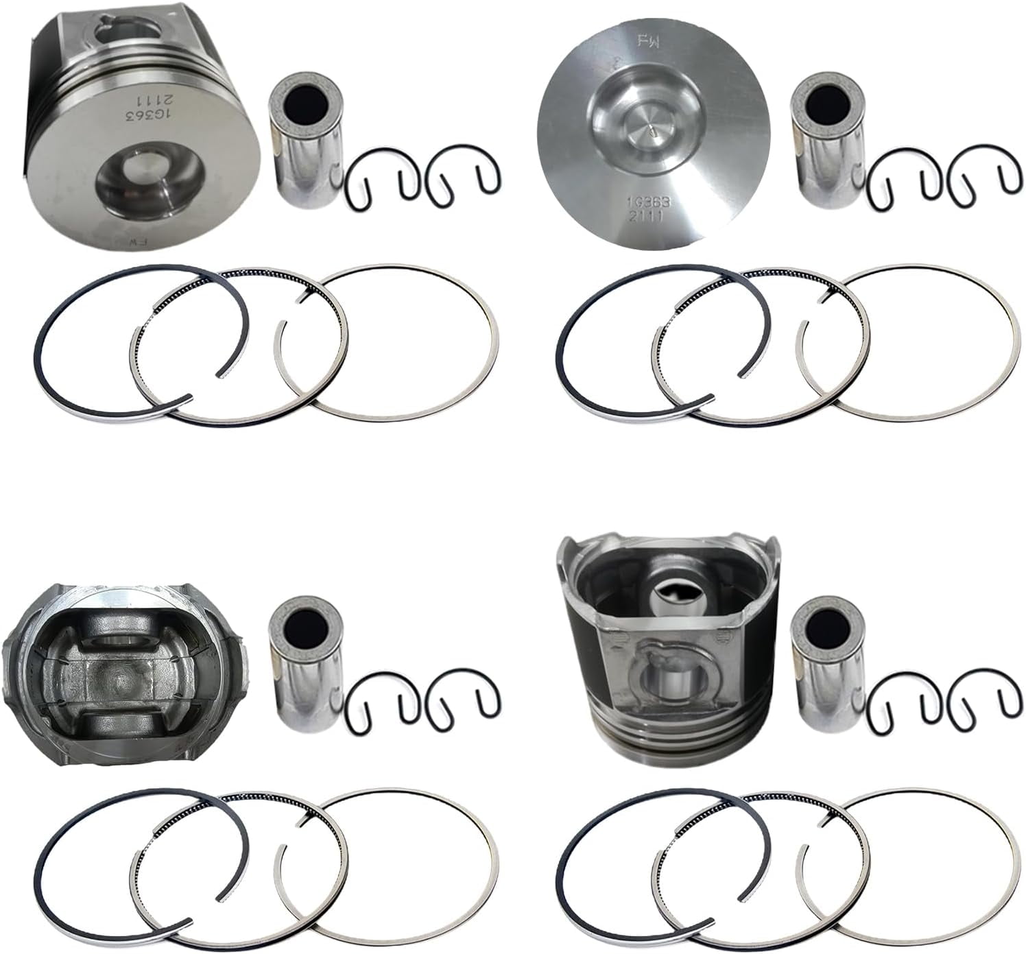 4PCS V2003 Piston+Piston Rings 1G363-21110 1G36321110 for Kubota V2003 ...