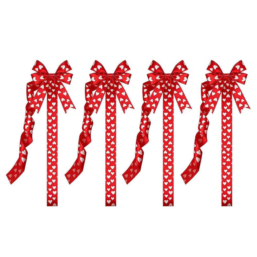 4PCS Valentines Cabinet Bows,Red Hearts Ribbon Bows for Kitchen ...