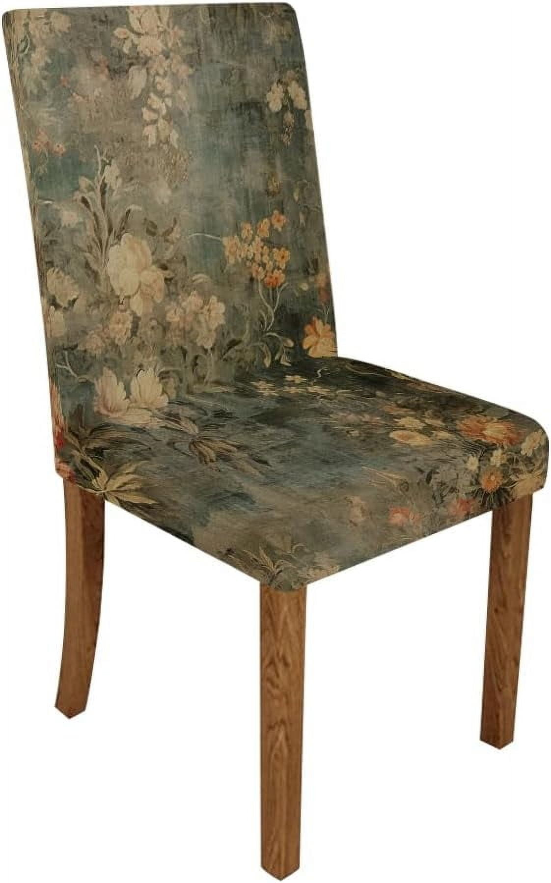 4PCS Vintage Floral Stretchy Parson Chair Slipcovers for Dining Room Chair Seat Covers ...