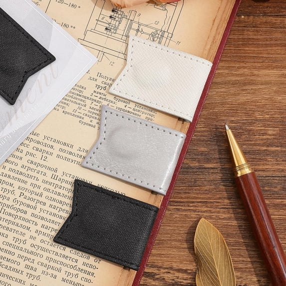 4PCS Vintage Magnetic Leather Bookmark, Leather Magnetic Bookmarks for ...
