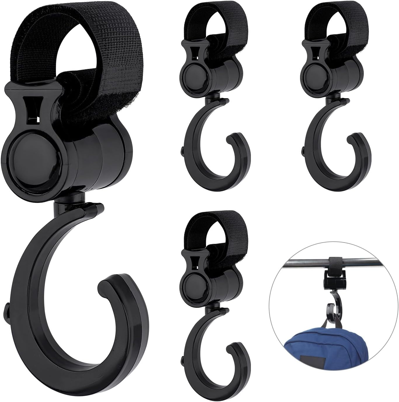 4PCS Walker Hook Hanging, 360°Multipurpose Rotation Stroller Clip ...