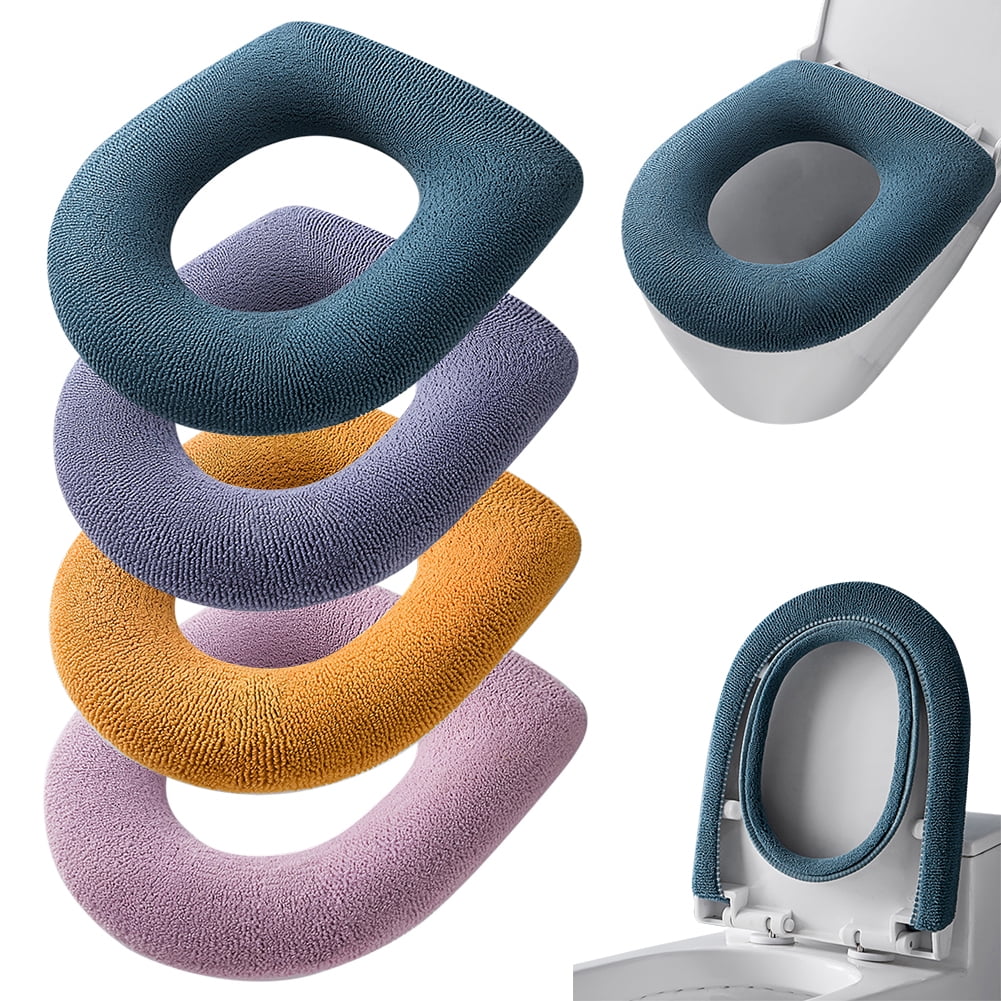 4PCS Washable Toilet Seat Cover Set – Thick Soft Elastic Toilet Cushion ...