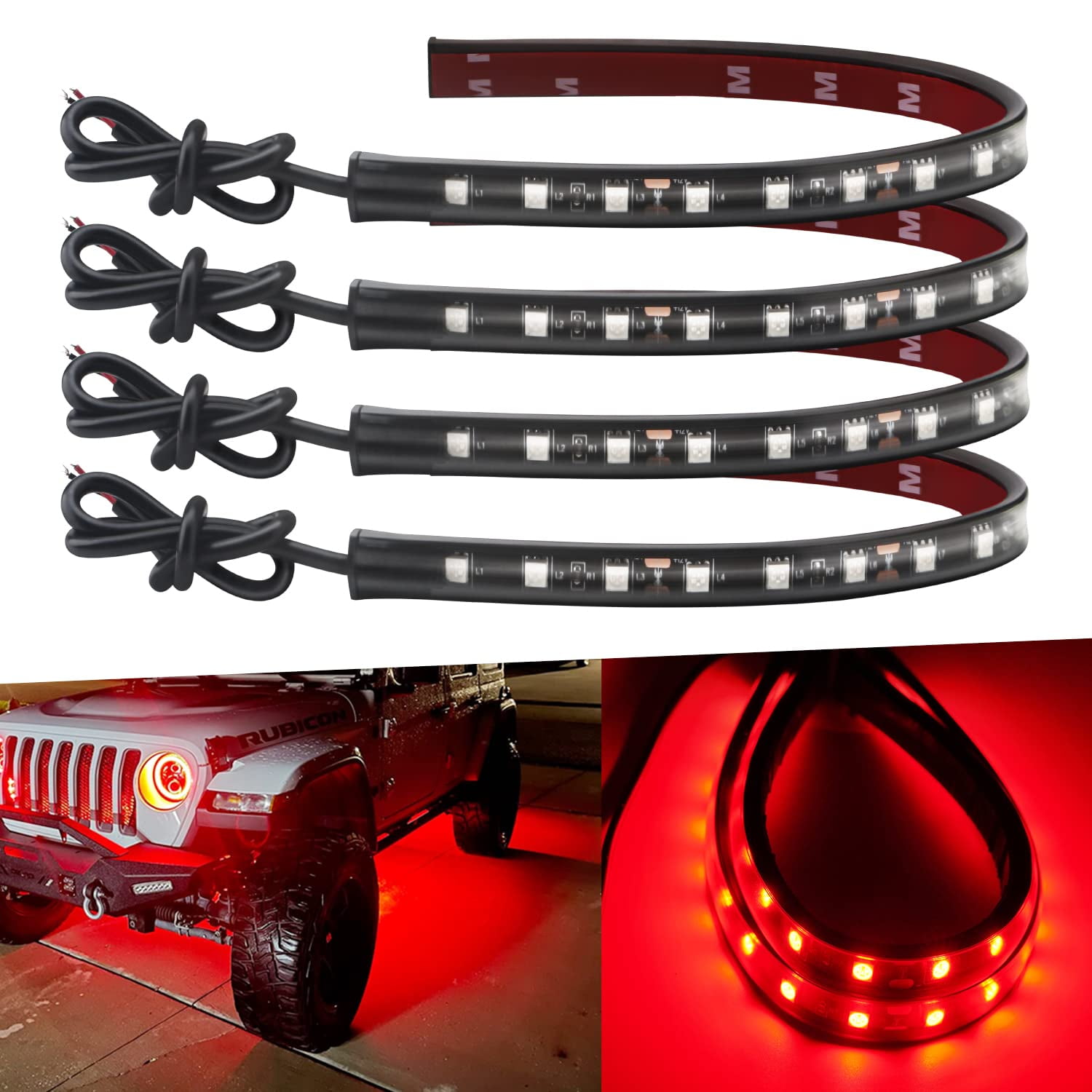4PCS Waterproof 5050 LED Strip Lights for Vehicle Interior Exterior ...