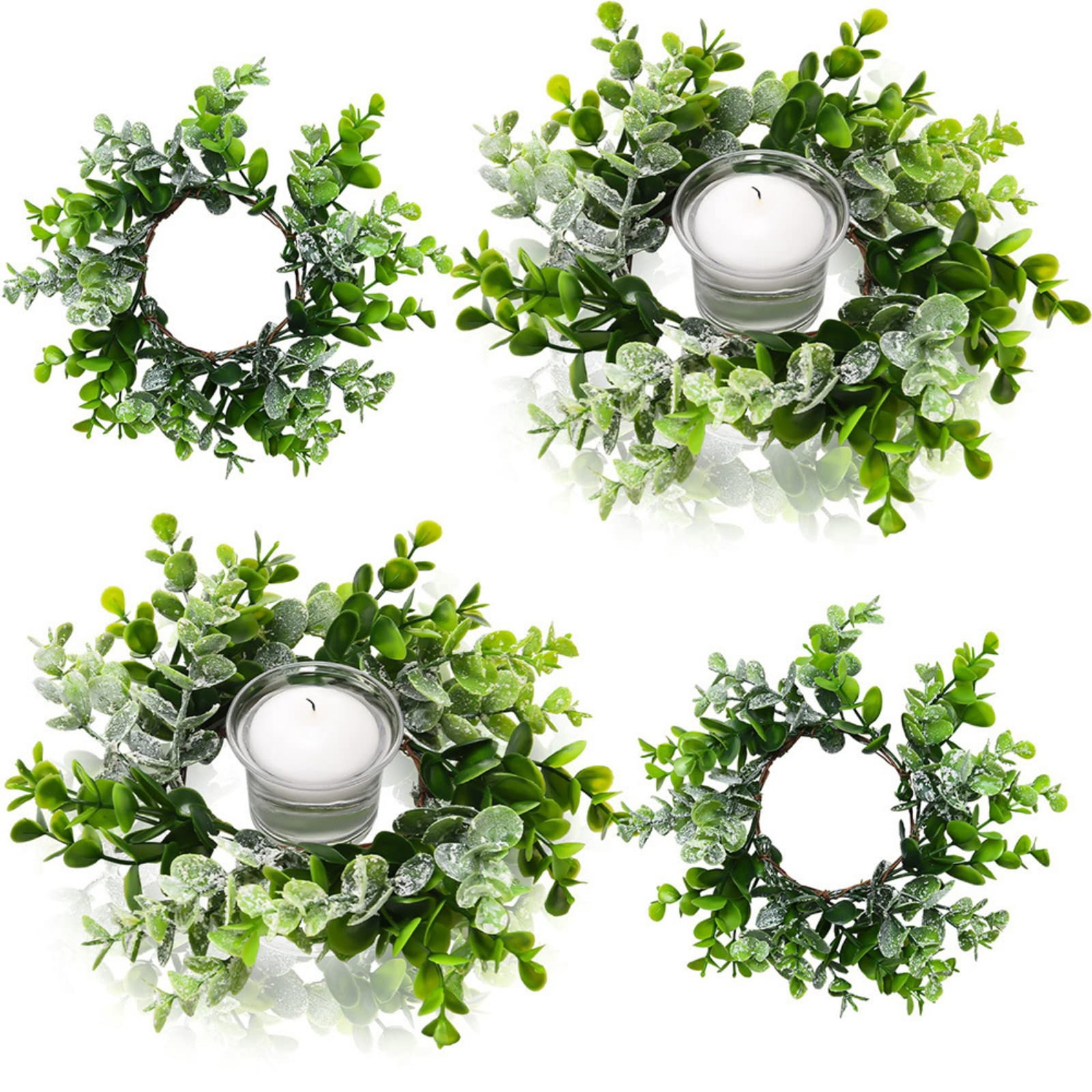 4PCS Wedding Candle Rings 3 Inch Center Eucalyptus Candle Ring ...