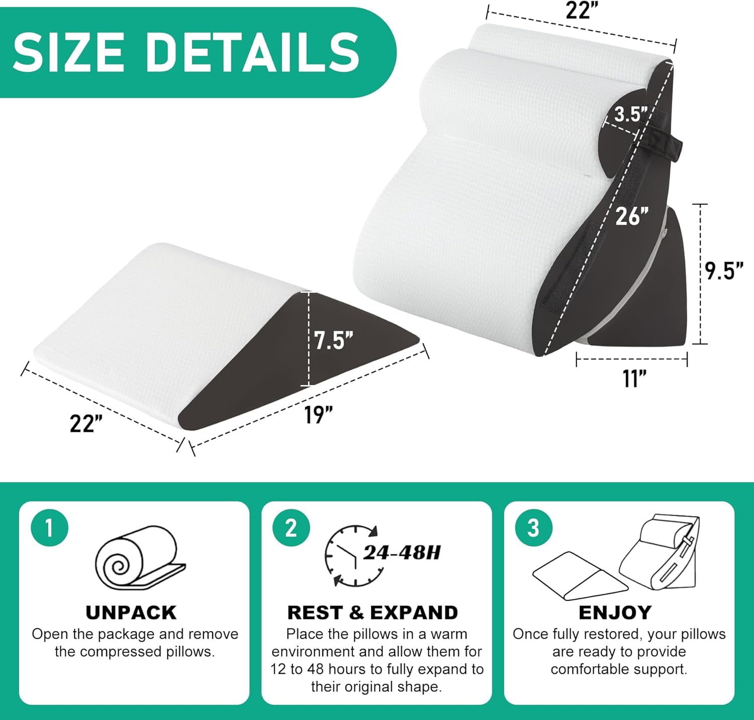 4PCS Wedge Pillow Set for After Surgery, Orthopedic Bed Wedge Pillow ...