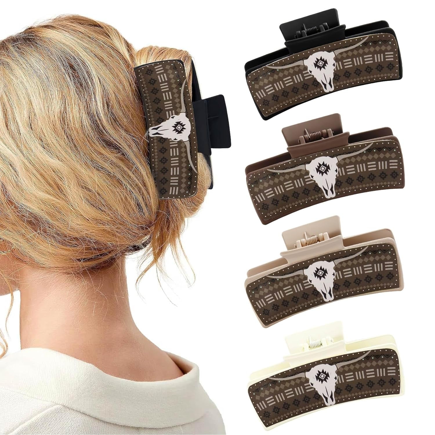 4PCS Western Hair Clips for Women, Large Square Western Claw Clips ...