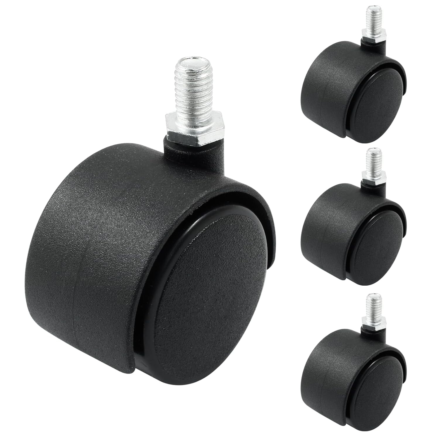4PCS Wheels for Furniture, 1.5 Inch Nylon M8 x 15mm Threaded Stem ...