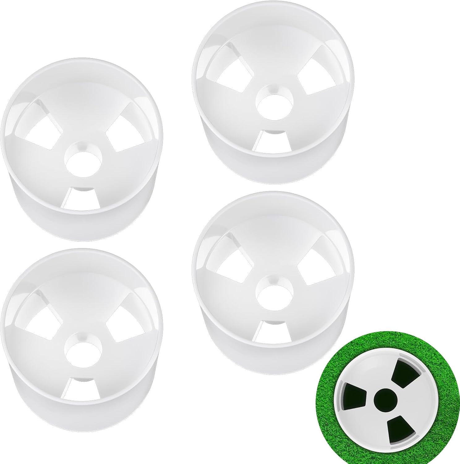 4PCS White Golf Hole Cups, 3.9" Depth & 4.3" Diameter, ABS Plastic ...