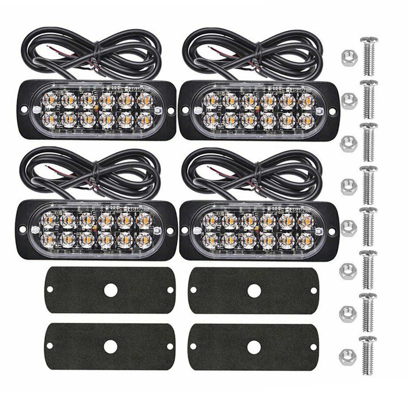 4PCS White LED Strobe Light Bars - Hazard Beacon Emergency Flashing ...